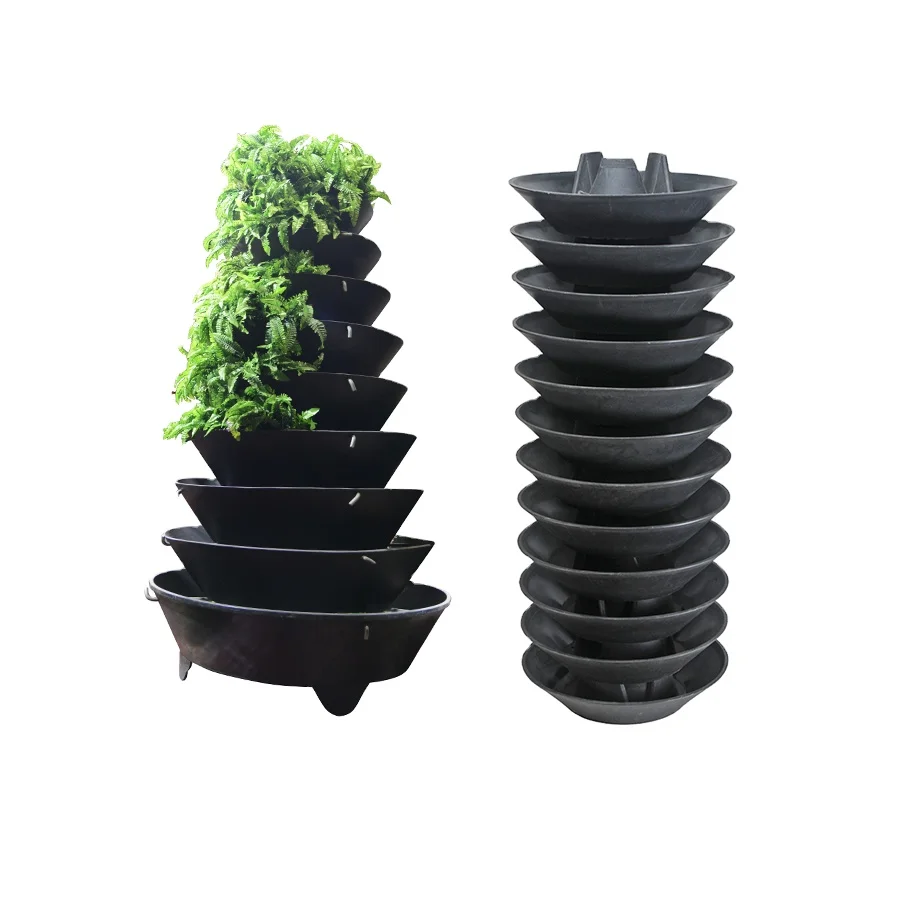 Outdoor pyramid shape Garden Flower Tower Huge Plastic Flower Pots ...