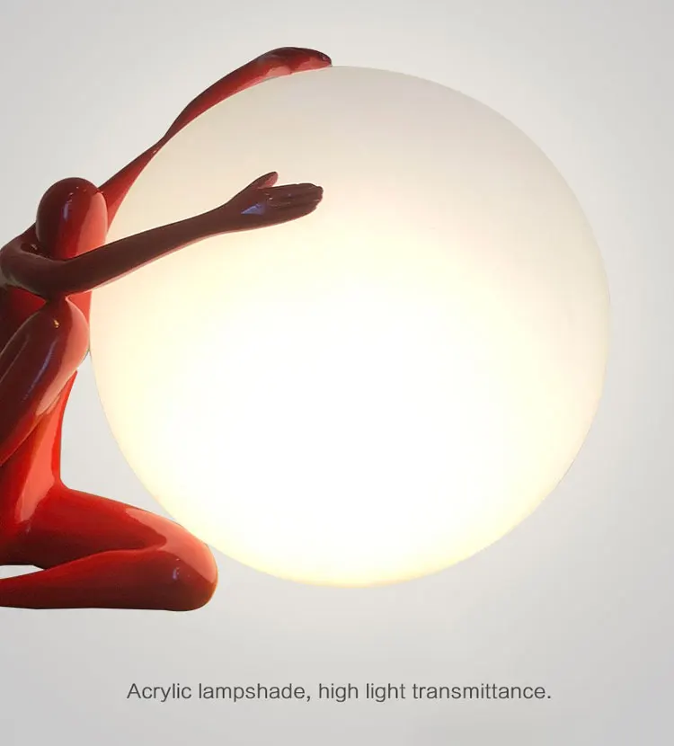 Creative Modern Stand Study Table Lamp Humanoid Sculpture Red Black ...