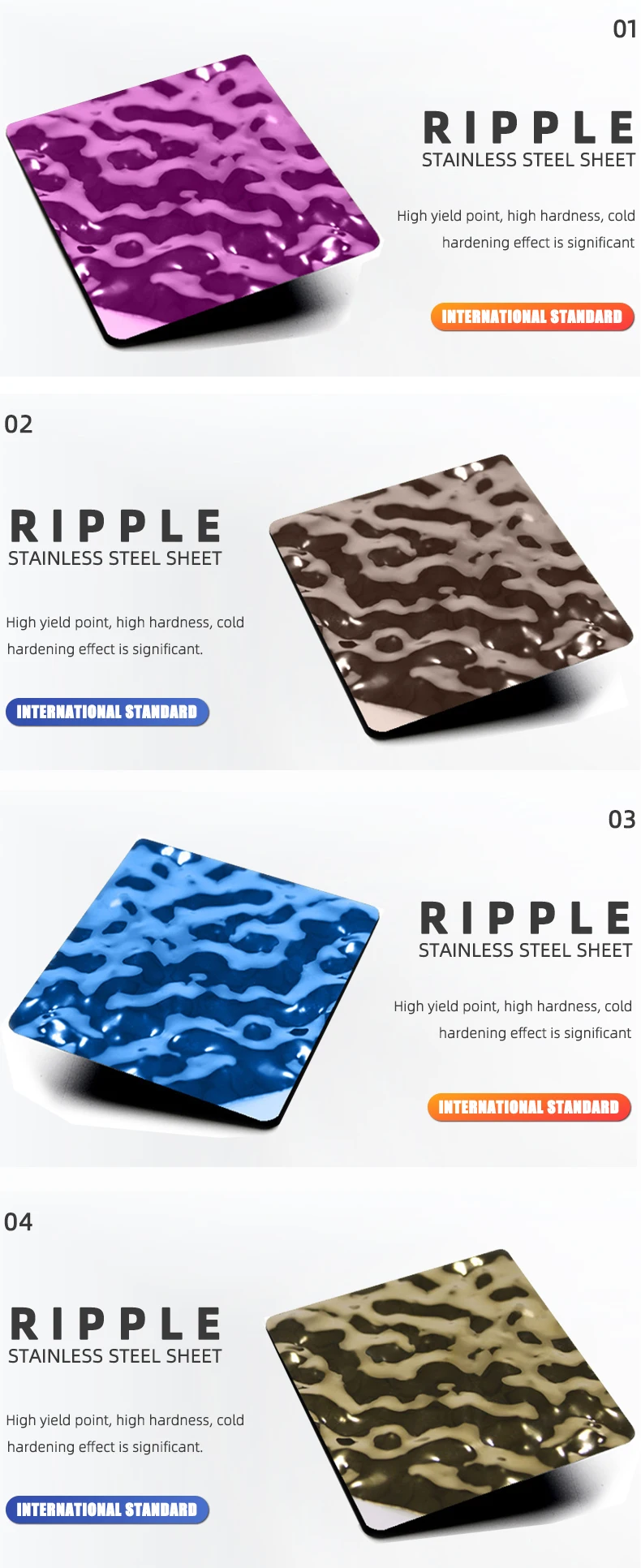 Water Ripple Finish Stainless Steel Sheet for Wall Cladding