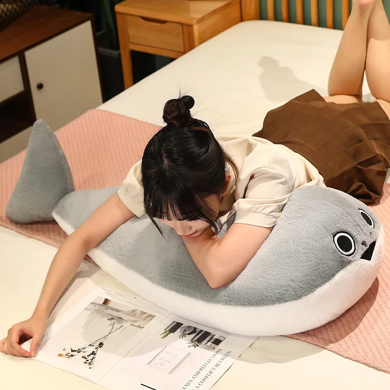 Japanese Style Plush Toy Kawaii Grey Fluffy Fish Plushies Very Soft ...