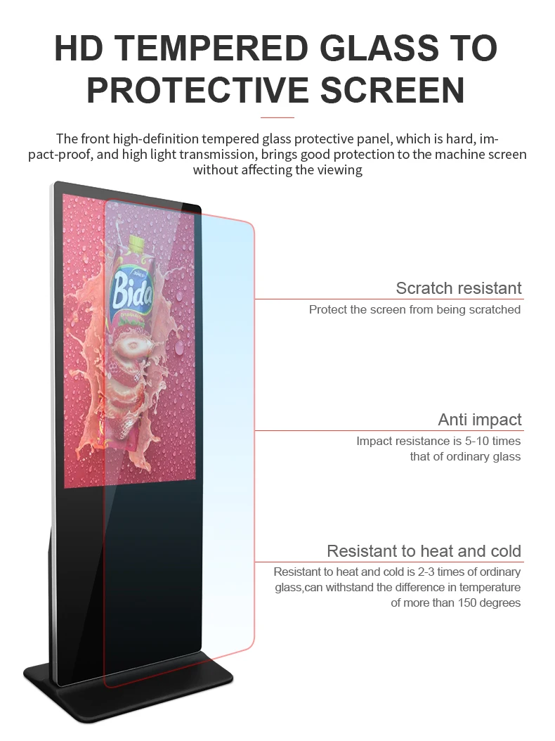 Floor Standing Touch Screen LCD Displays - 55 to 98 Inch