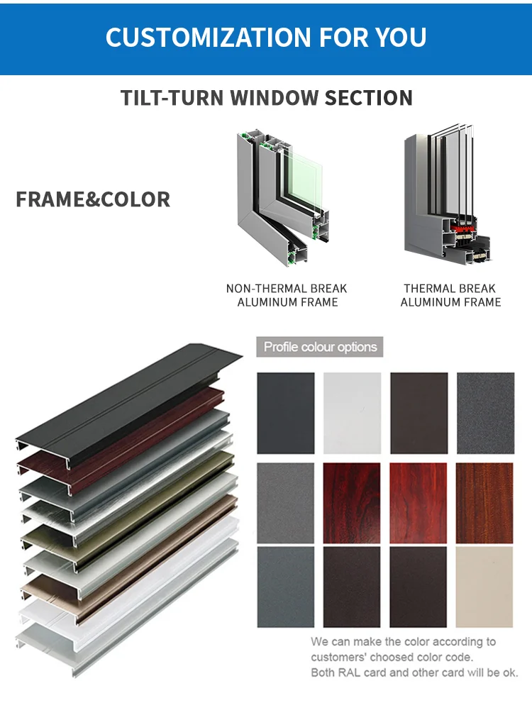 Aluminium Profile Tilt Turn Window Glass Window For House Door Window ...