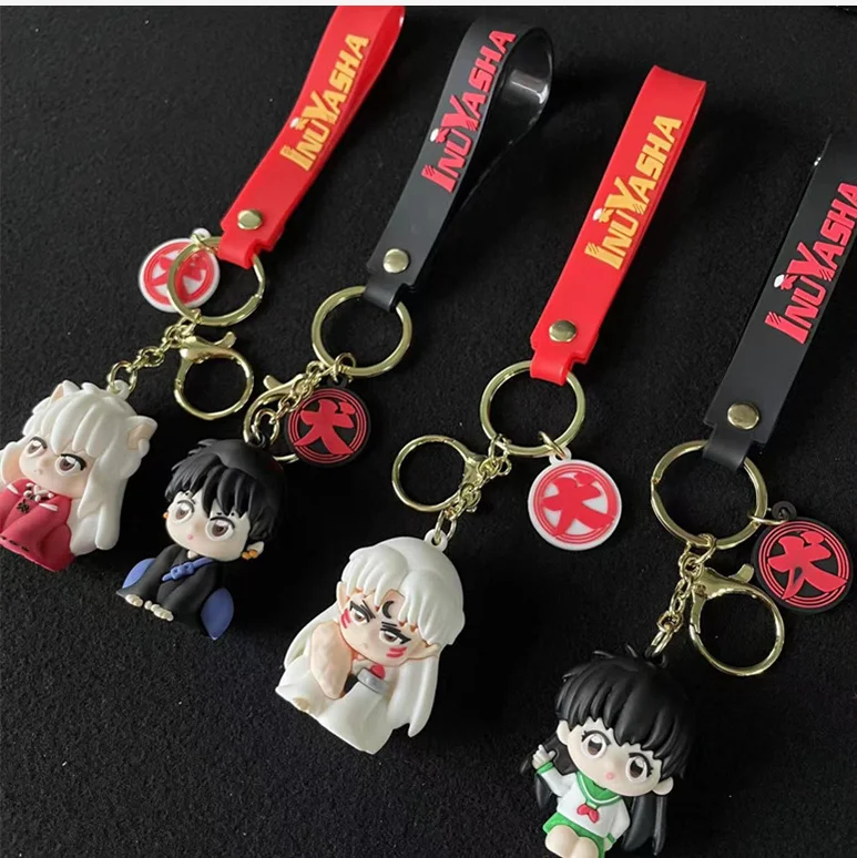 4 Designs Creative Inuyasha 3d Pvc Keychain Figure Doll Keychain ...