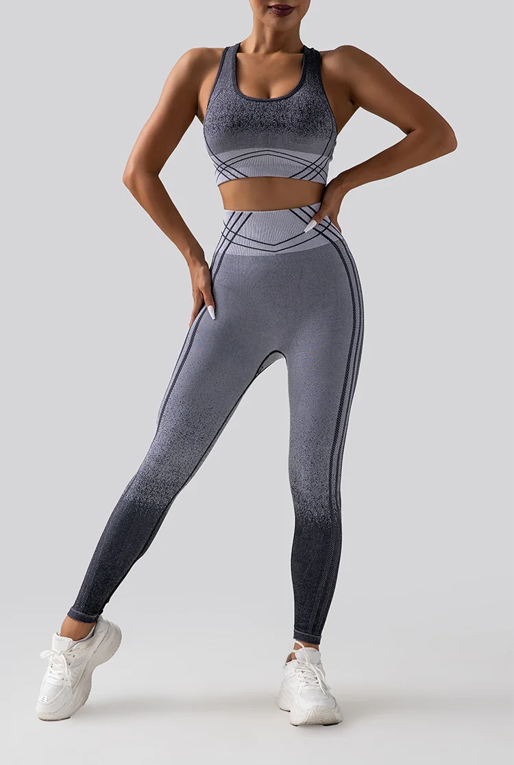 Custom Seamless 2pcs Activewear Outfits Women Workout Clothing Sports Bra Leggings Seamless Gym ...