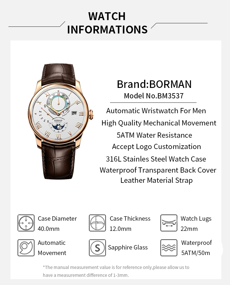 Borman Watches - High Quality Mechanical Movement Timepieces