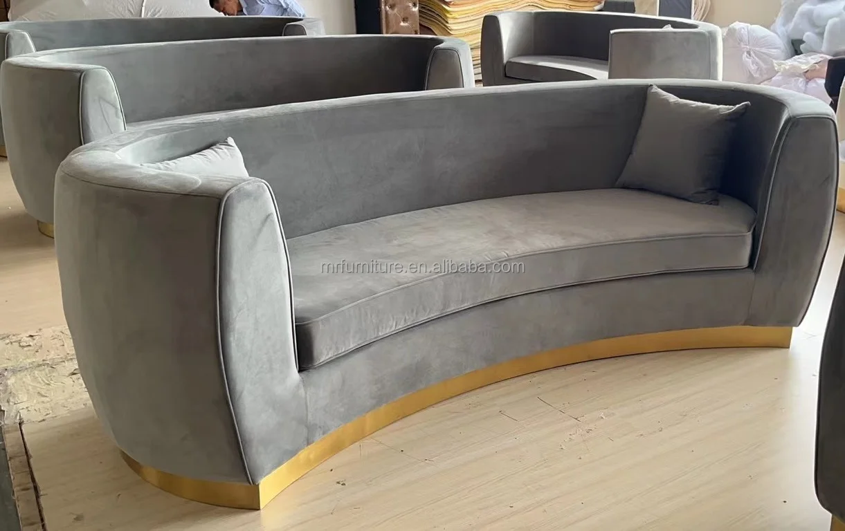 Luxury Gold Stainless Steel Frame Lounge Sofa 3 Seater