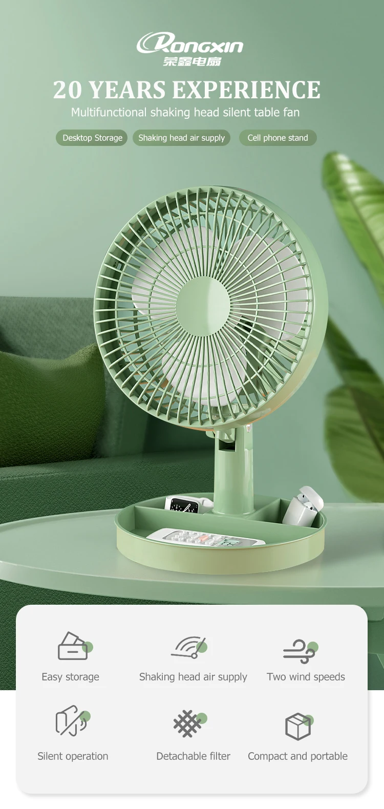 Cheap Price Small Portable Quiet Table Fan Automatic Horizontal Swing ...