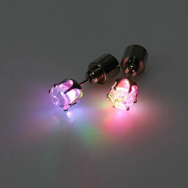 2022 New Year Rainbow Flashing Blinking Led Earring Led Light Up Stud ...