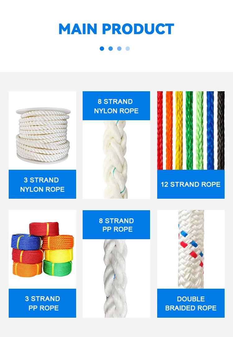 8 Strand Polypropylene Woven Rope Marine Mooring Hawser Tail PE Braided ...