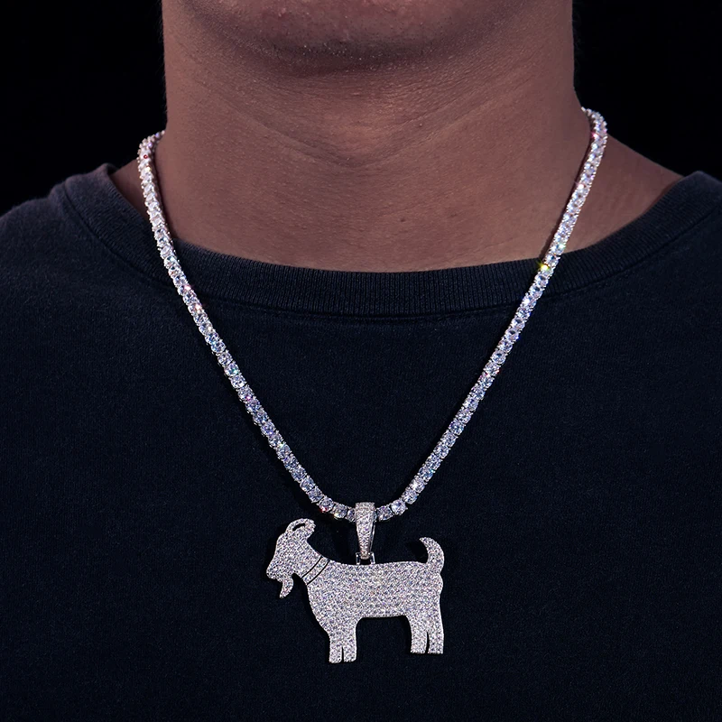 Micro Paved VVS Moissanite Diamond Bling Goat Pendant