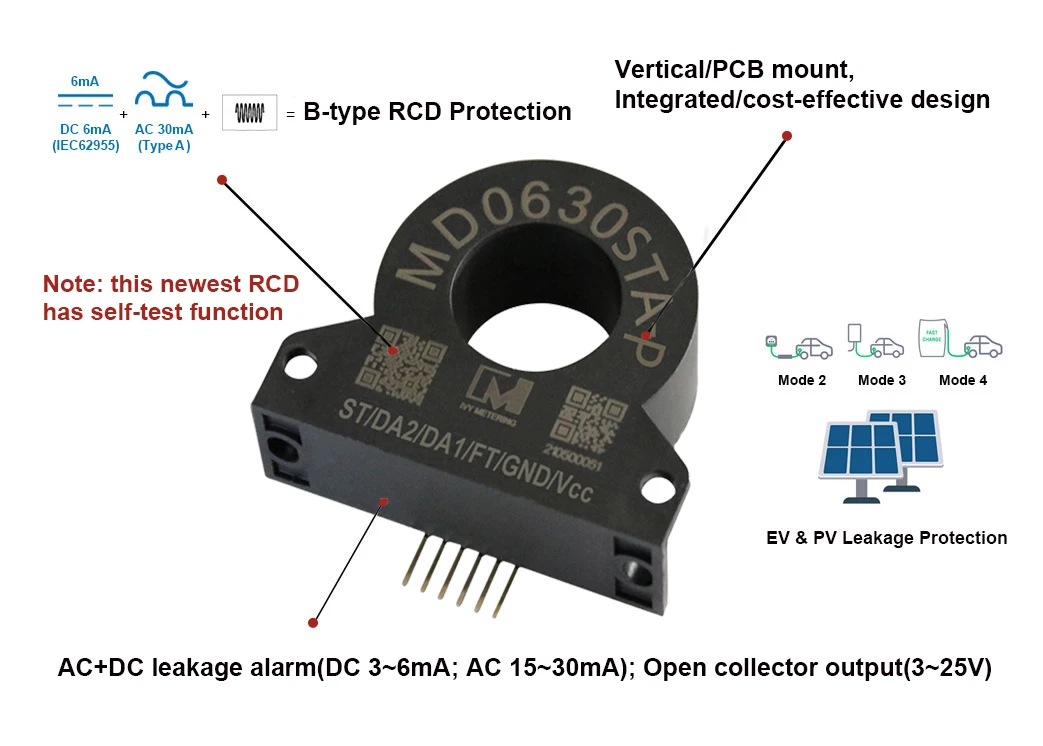 MD0630STA-P Leakage Current Sensor - B- Type RCD Protection