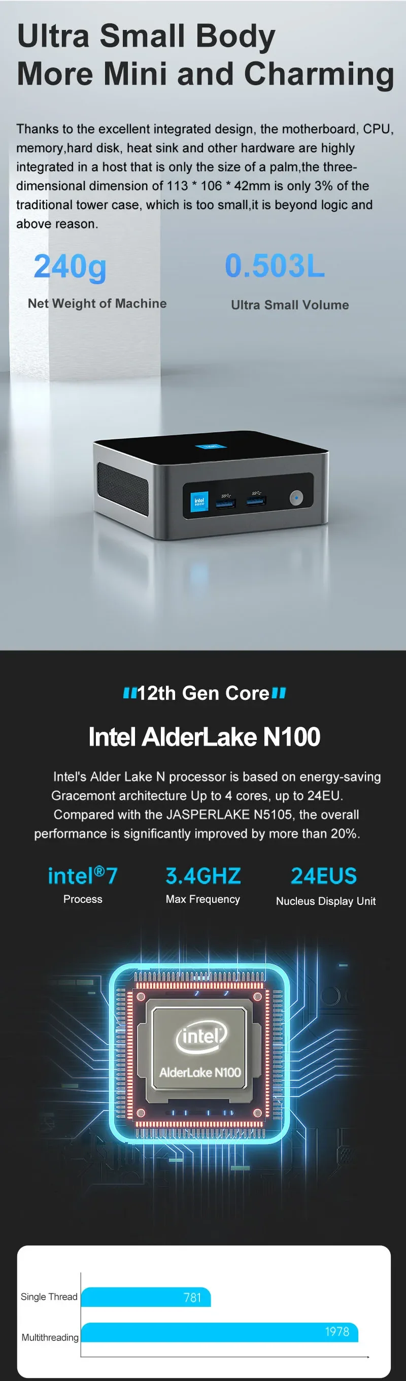 Nuc Mini Pc Linux Ubuntu Computer M9 Intel N100 N200 Cpu M.2 Ssd Pcie ...