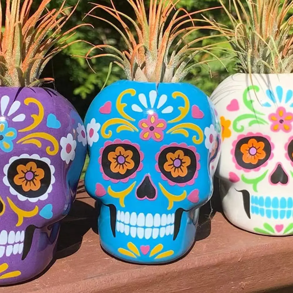 White Resin Skeleton Pot Funny Planter Custom Shaped Unique Flower Pot ...