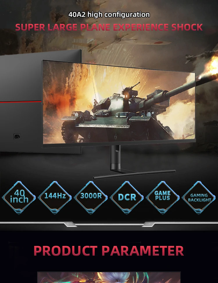 40 Inch 144hz 4k Pc Monitor Gaming Non-glare Frameless Ips 3000r ...