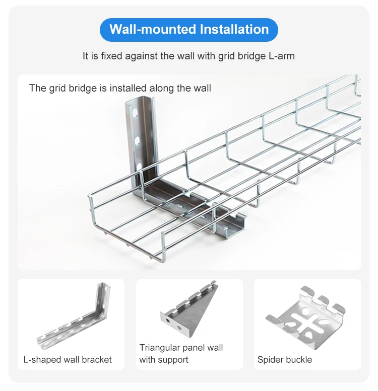 Bracket Type Wire Mesh Cable Tray Basket Durability Smooth Stainless ...