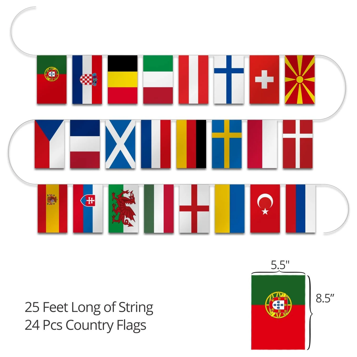 Flagnshow European Countries String Flag Waterproof UE FA Cup Soccer ...
