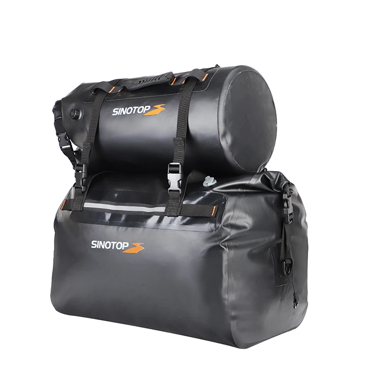 Sinotop 30l 70l Pvc Tarpaulin Waterproof Roll Top Motorcycle Rear Bag ...