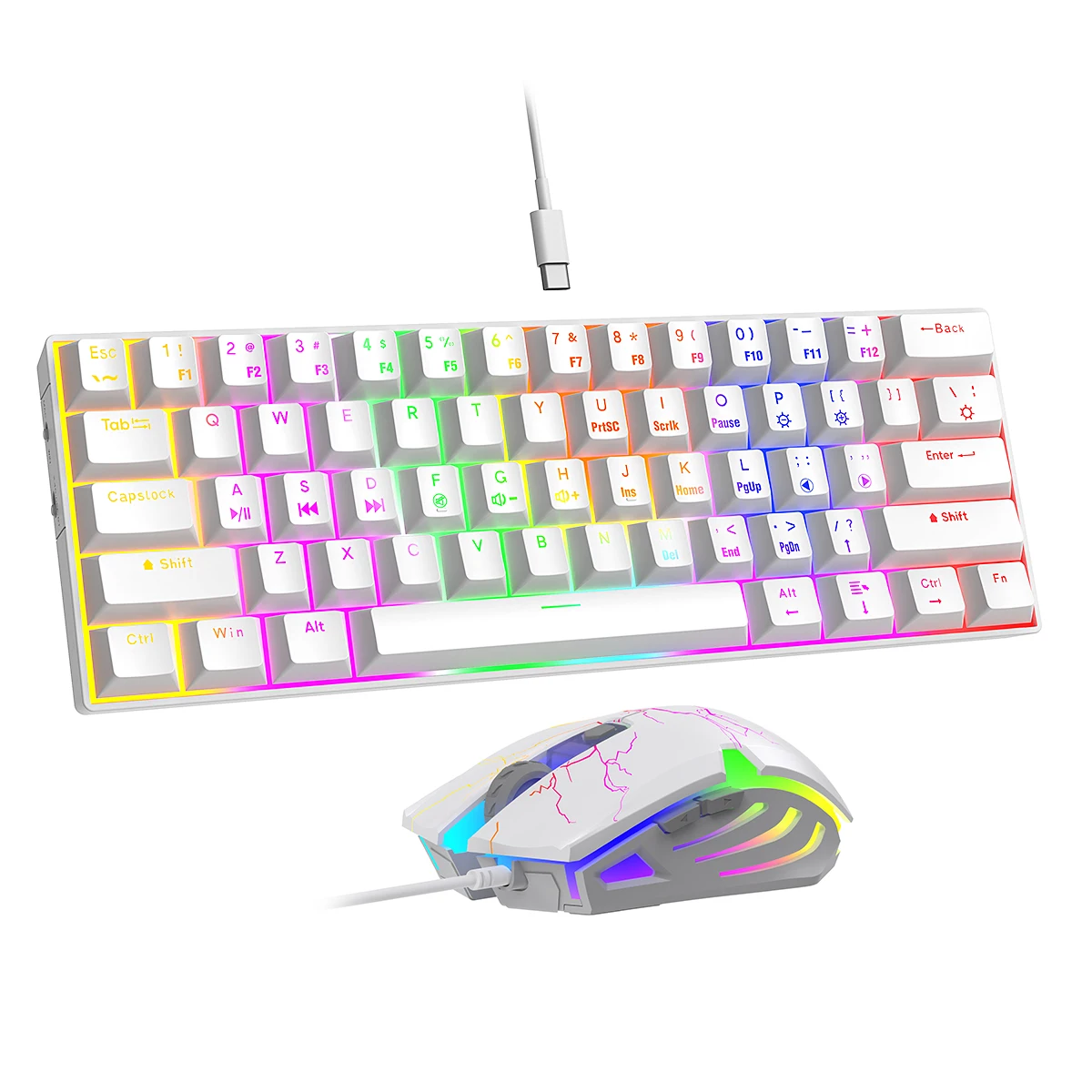 61 Keys Mini Mechanical Keyboard Kit 60 Percent RGB Backlit Wired ...