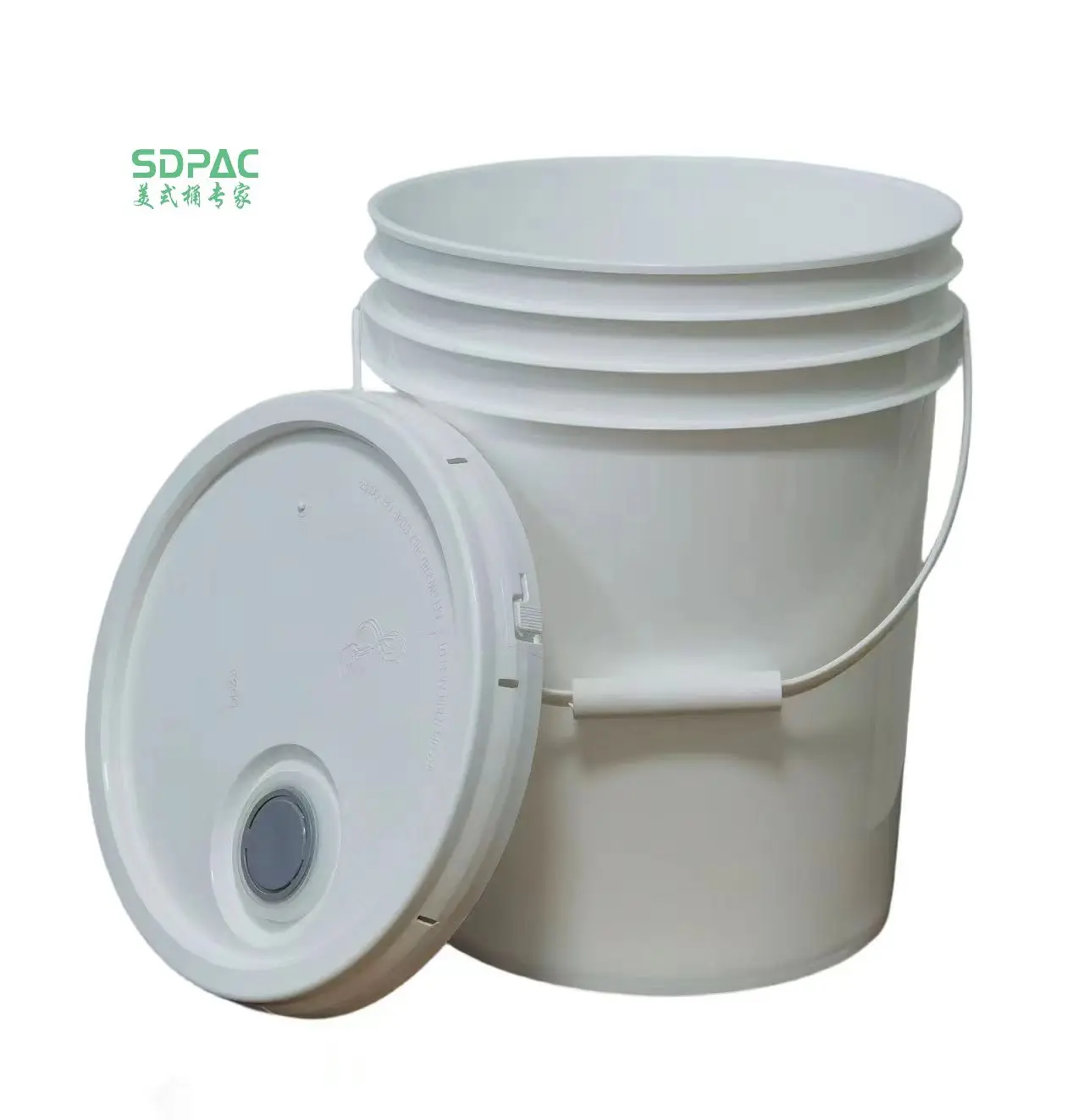 5 Gallon White Bucket & Pour Spout Lid - Durable 90 Mil All Purpose ...