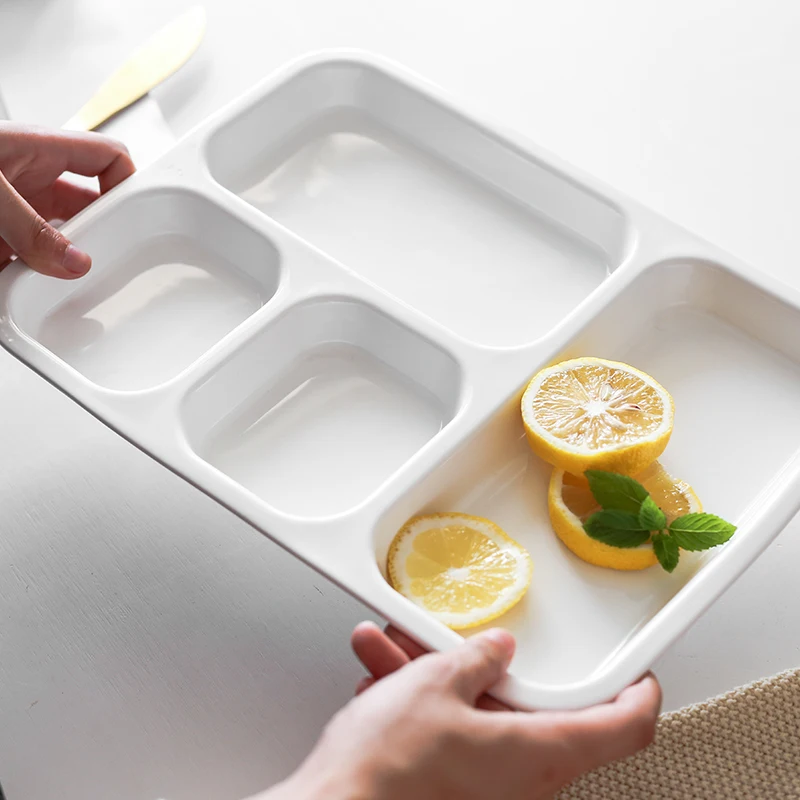 Restaurant White Compartment Dinner Ceramic Square Plates Breakfast ...