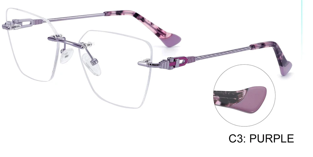 Luxury Rimless Temple Lamination Acetate Tip Naturally Rimless Eyeglass ...