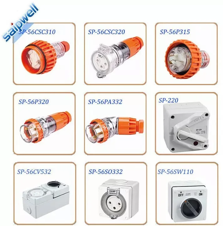 Industrial Plug and Socket SAIPWELL IP44 2P 16A Low Voltage Male Plug Socket SP-629 20-25V ...