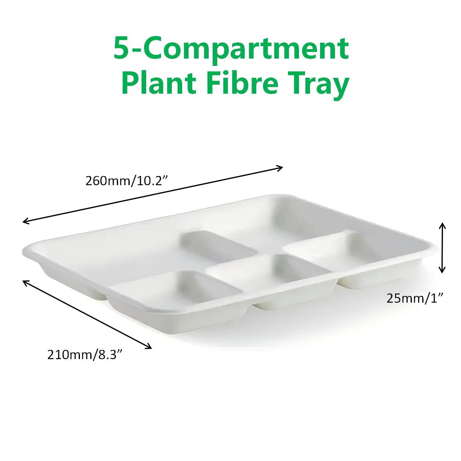 5 Compartment Biodegradable Sugarcane Bagasse Trays