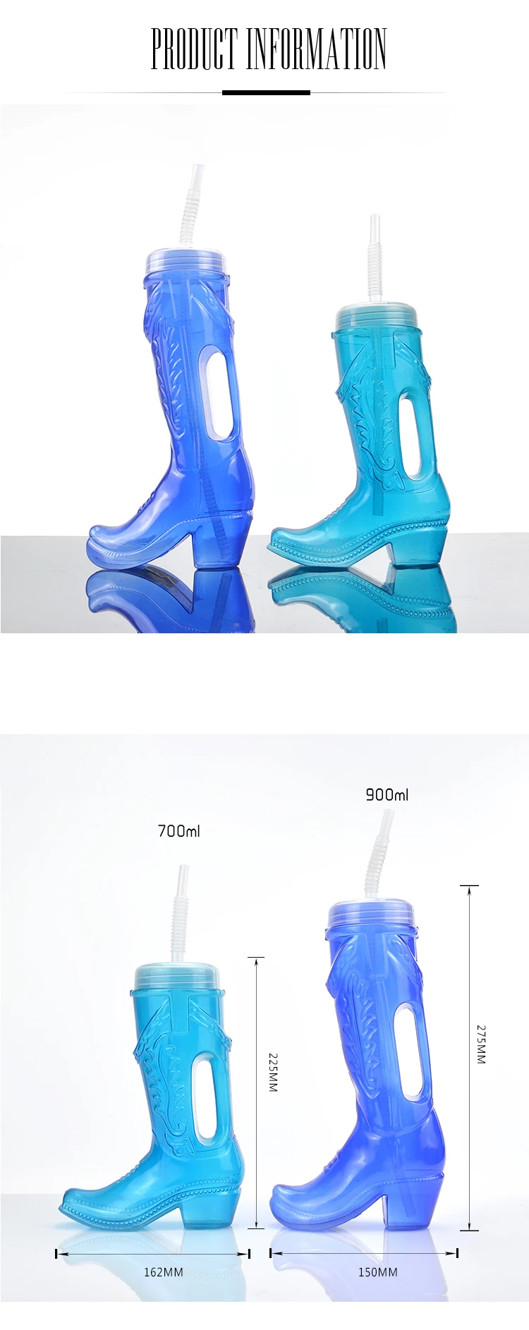 Boot Cup Glass - Cowboy Boot Shape Yard Glass with Straw