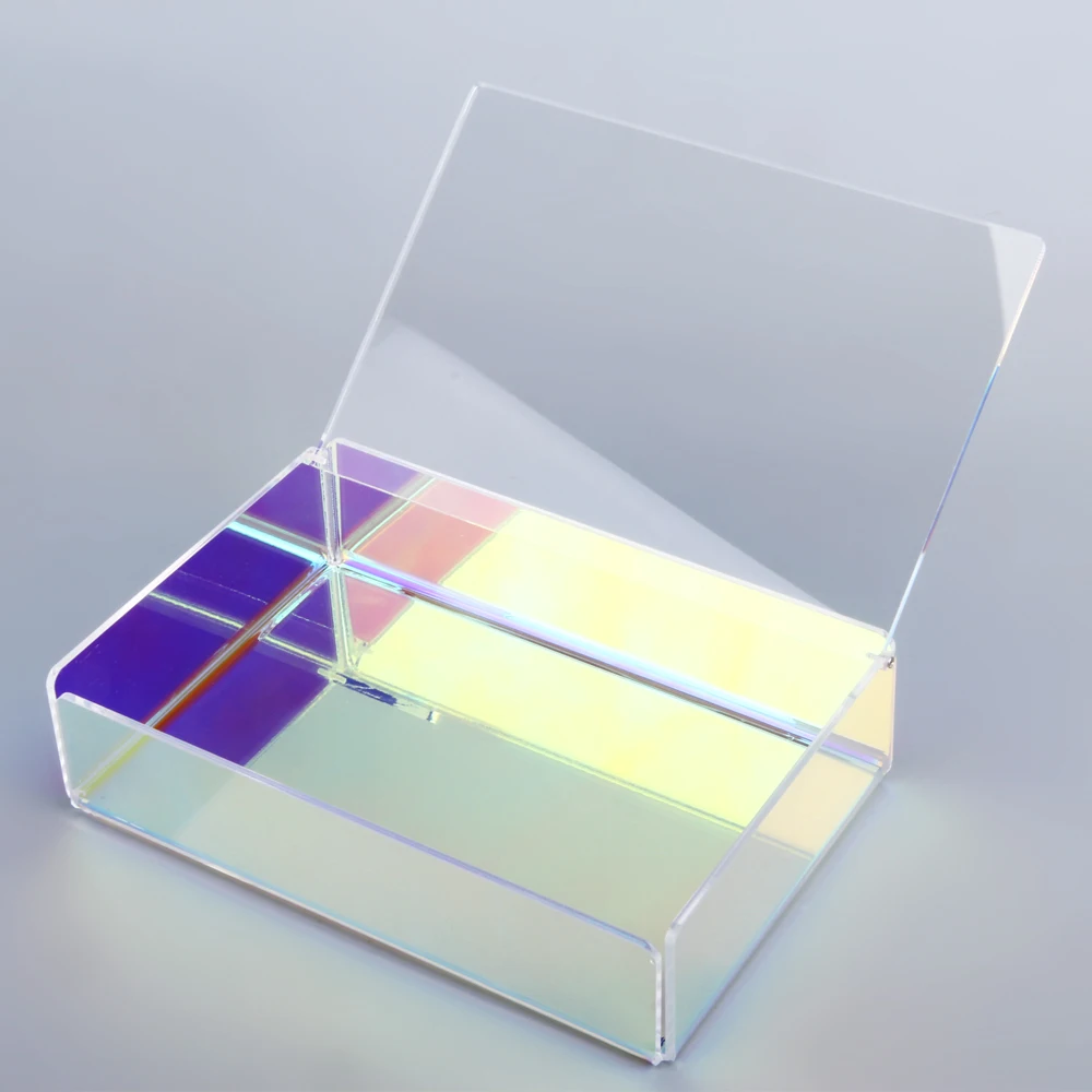 High Quality Acrylic Cosmetic Storage Iridescent Box With Clear Lid ...