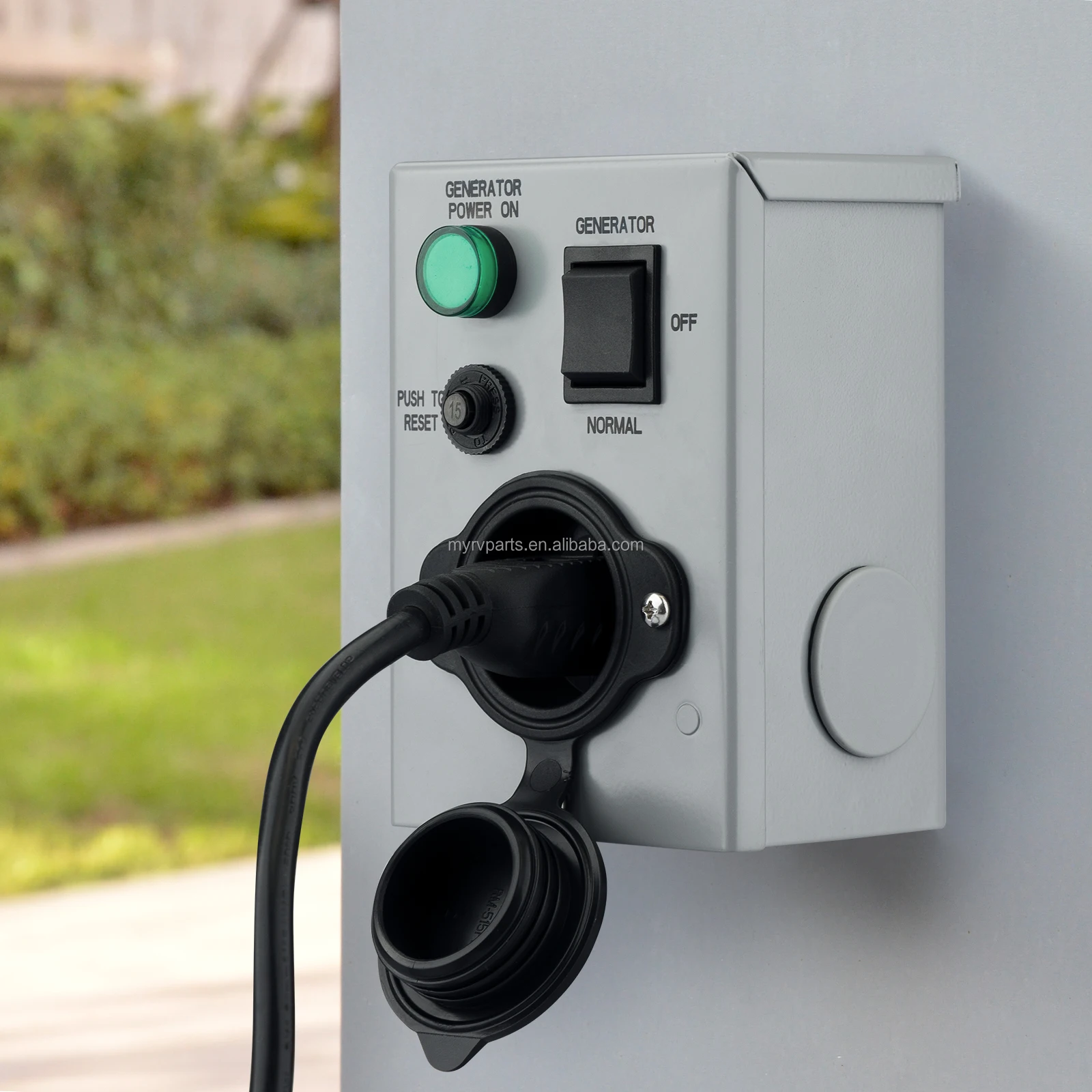 15A Generator Transfer Switch Inlet Box, NEMA 5-15P with Power Light ...