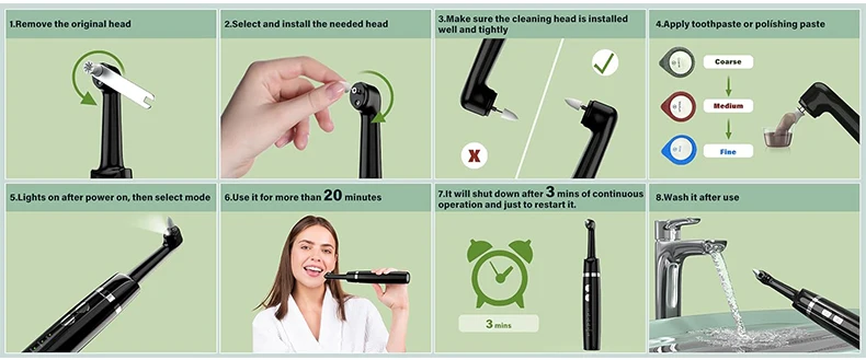 IPX6 Portable Electric Dental Tooth Polisher for Home Use