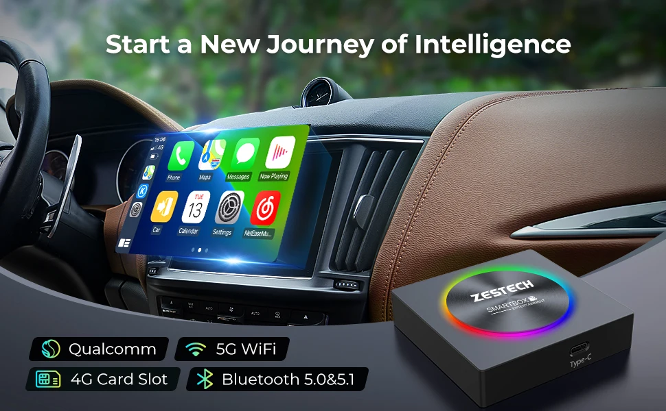 ZESTECH CarPlay Android Auto Box Dongle Wired to Wireless for Audi ...