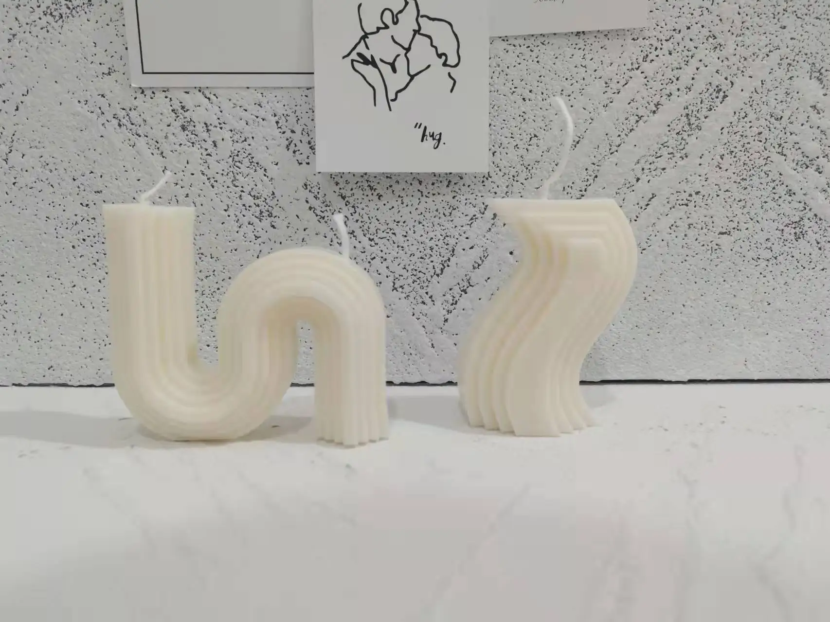 White Candle Geometric Shapes - Abstract Smokeless Art