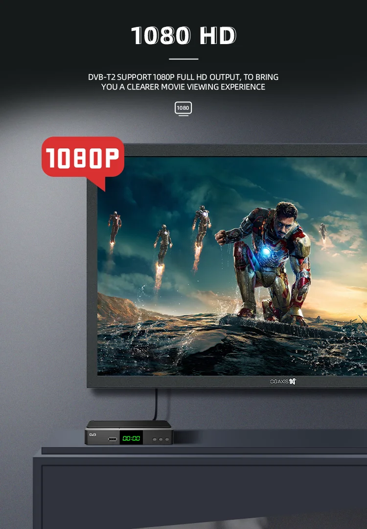 DVB-T2 H.265 HEVC Set Top Box - 1080P Full HD PVR TV Tuner