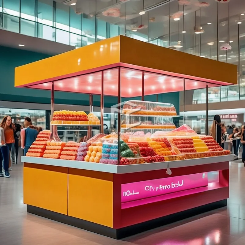 Wholesale Bespoke Retail Candy Kiosk Custom Mall Kiosk Sweets Colorful ...