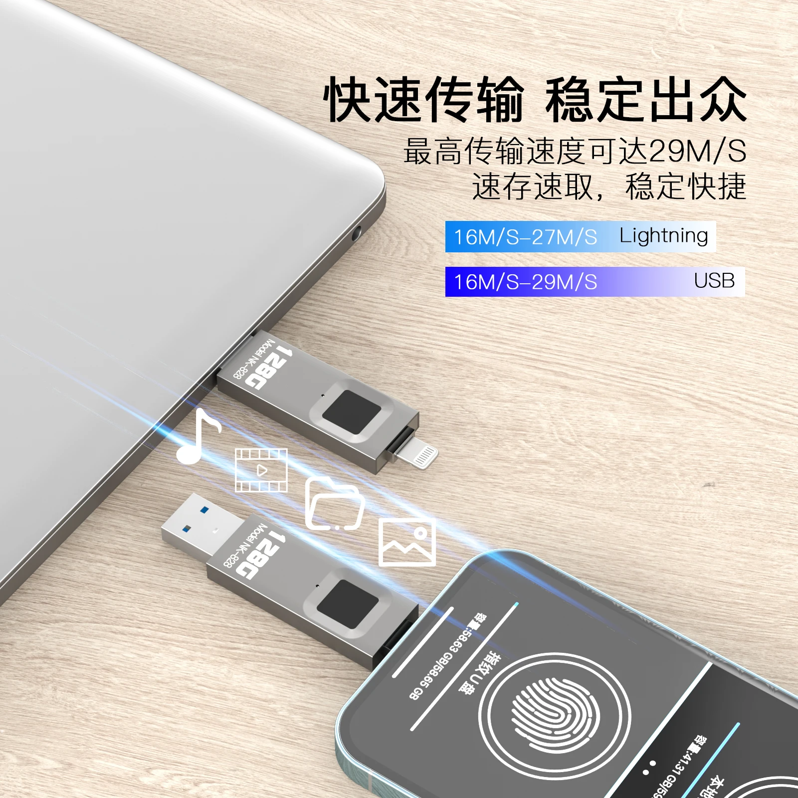 Fingerprint Encryption 128gb 256gb 512gb 1tb Metal Pendrive Usb3.2 Type ...
