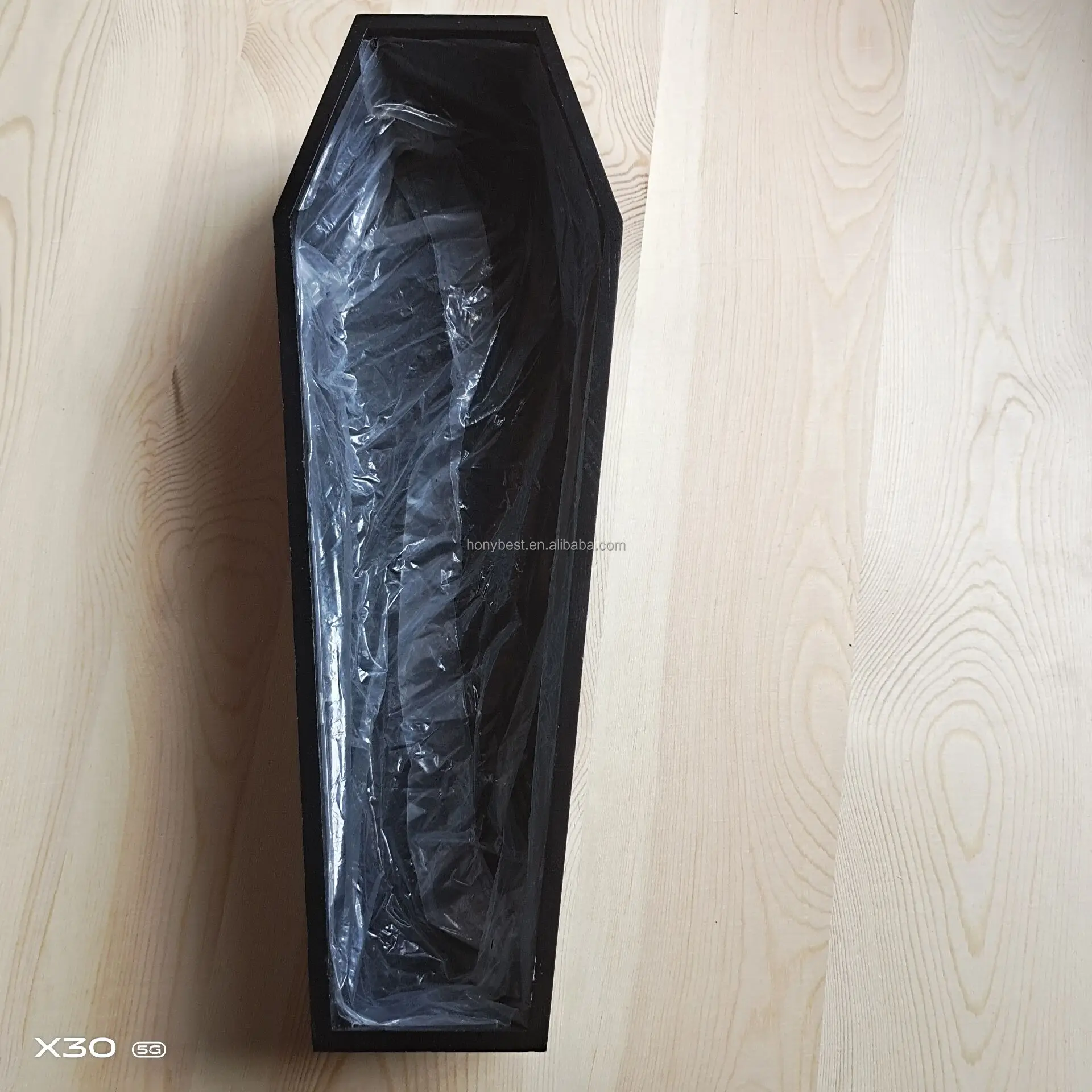 Multifunctional Wooden Coffin Shape Tray for Halloween