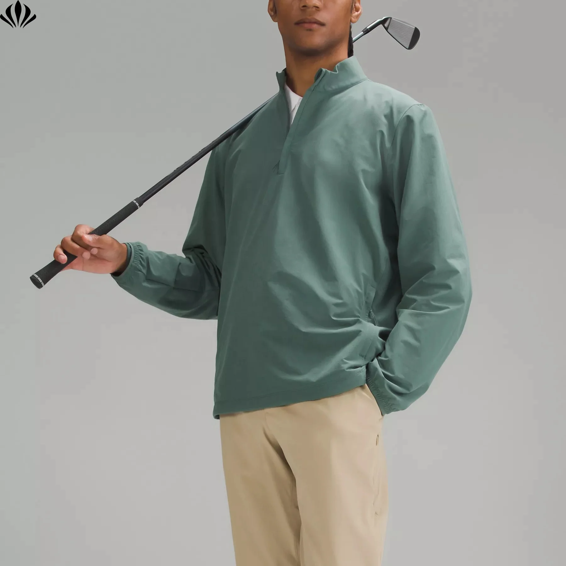 Men's Oversized Golf Half Zip Windbreaker - UV, Water & Wind Protection