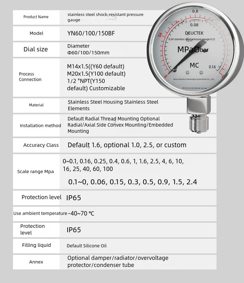 Stainless Steel Manometer - Durable & Accurate Pressure Gauge