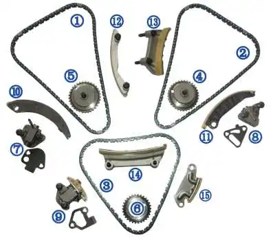 15pc/set Timing Chain Kit Guide Rail Tensioner Sprockets Engine ...