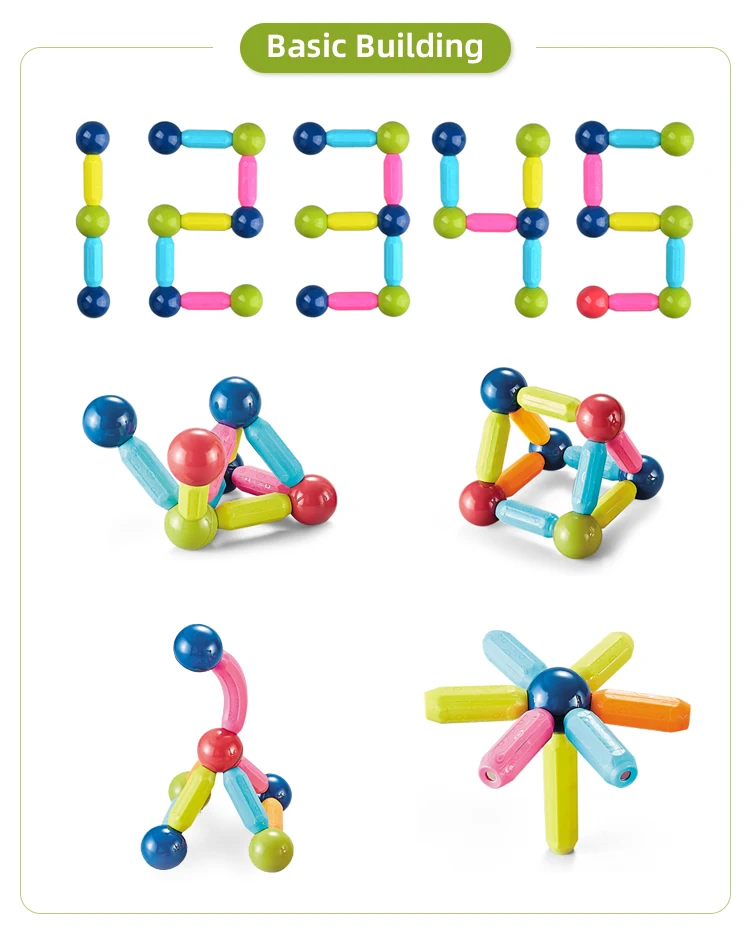Magnetic Balls And Rods Building Sticks Blocks Set Vibrant Colors ...