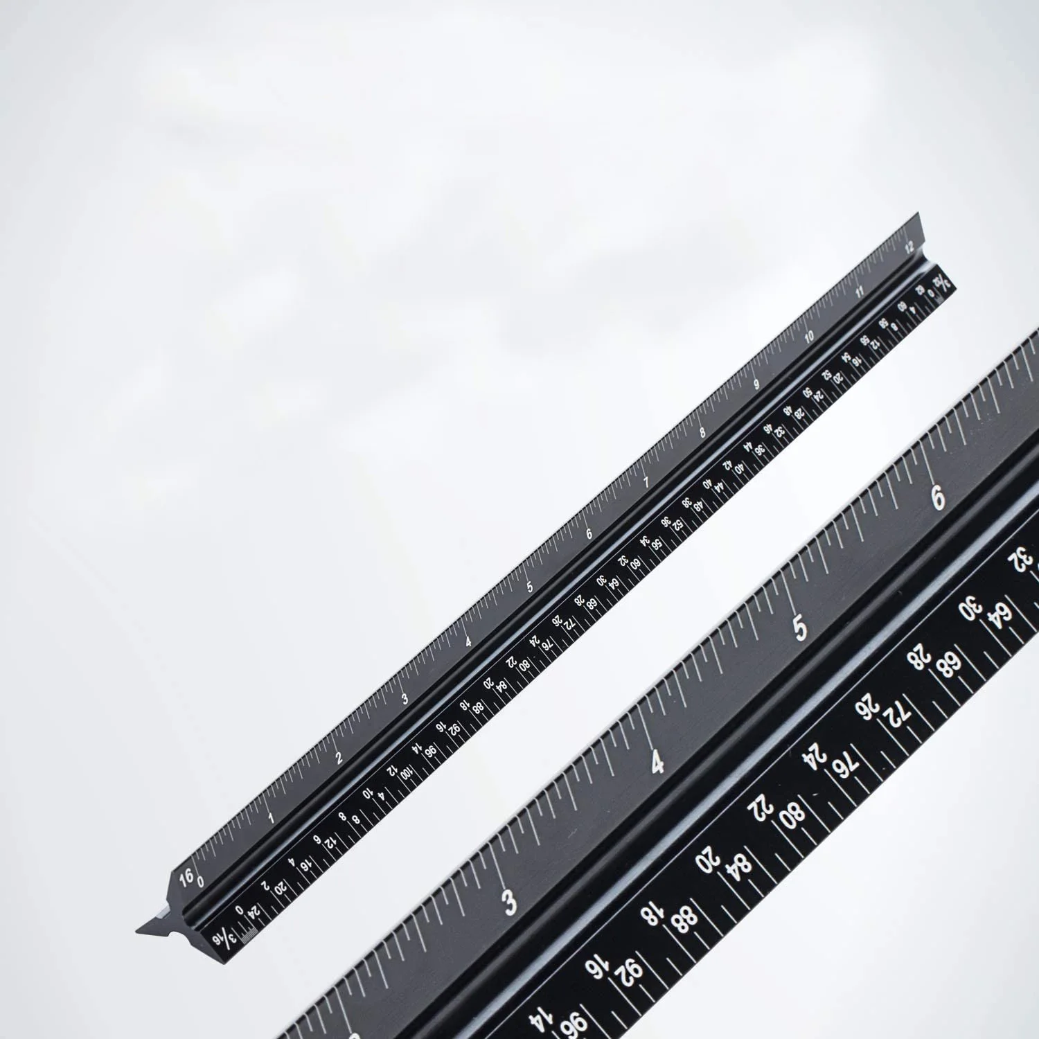 Black Aluminum Architect Scale Triangular Ruler for Engineers