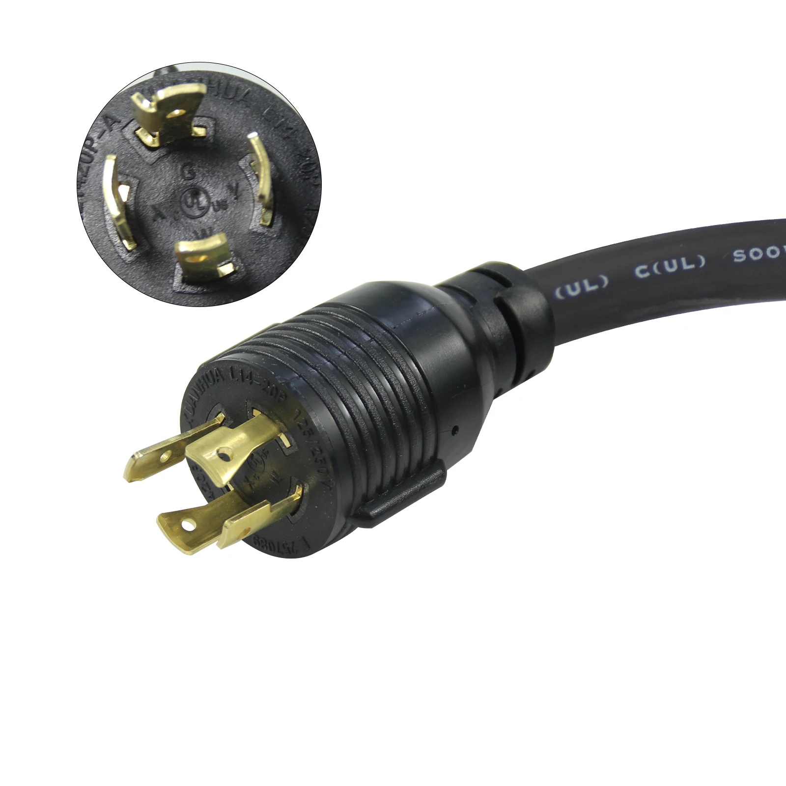 125v 20a Soow 12awg/4c Nema L14-20p To Stripped Twist Locking Extension ...
