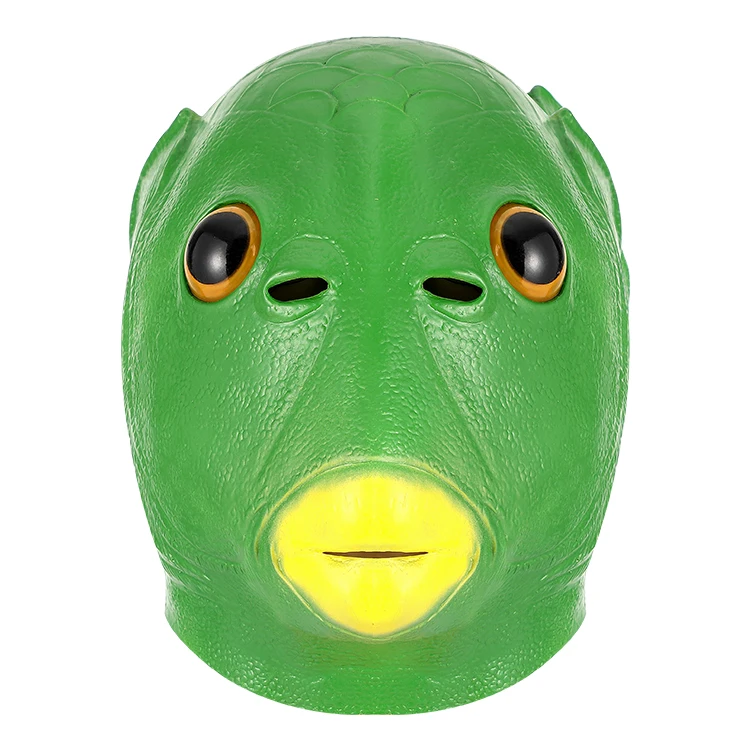 Wholesale Deluxe Latex Green Fish Head Mask Head Mask Halloween Latex ...