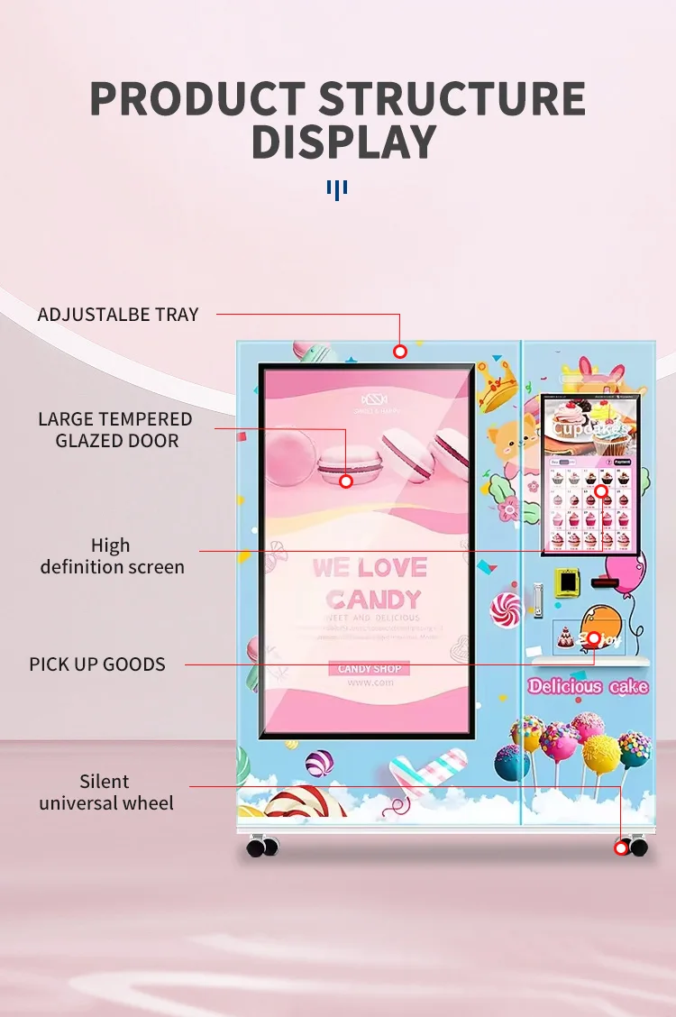 24 Hours Elevator System Dessert Vending Machine Donut Vending Machine