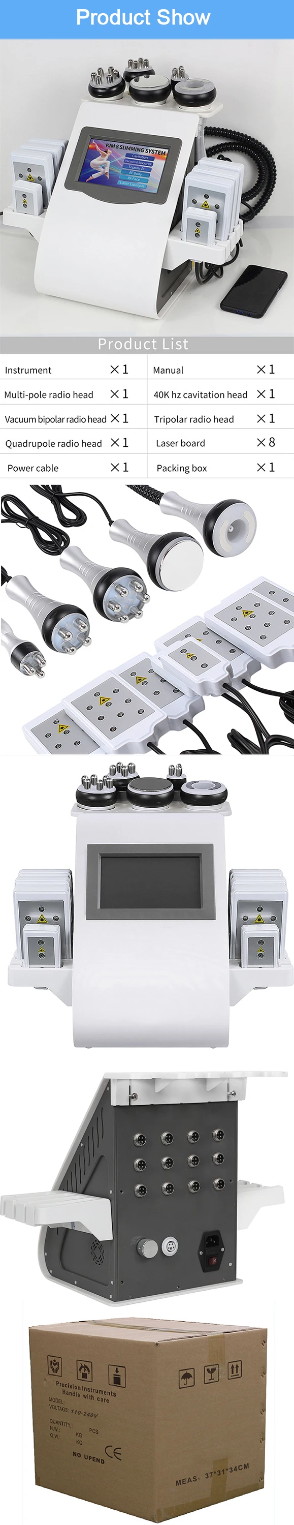 Top Sale Rf 40k Ultrasonic Vacuum Roller Cavitation 2.0 Lipo Laser 5 Mw ...