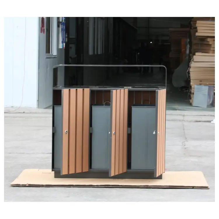 Outdoor Furniture Wood Sorting Garbage Trash Can Outside Garden Street ...