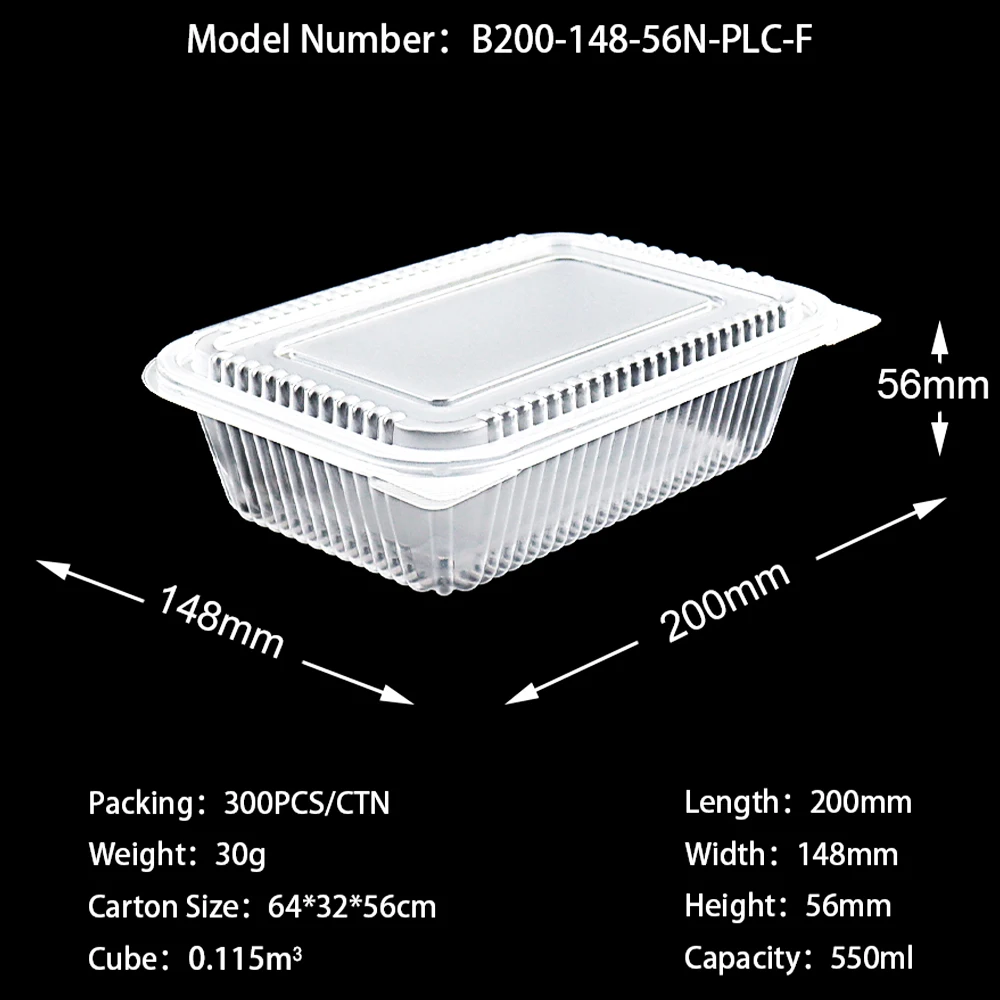 550ml Transparent Microwavable Take Out Storage Plastic Disposable Food ...