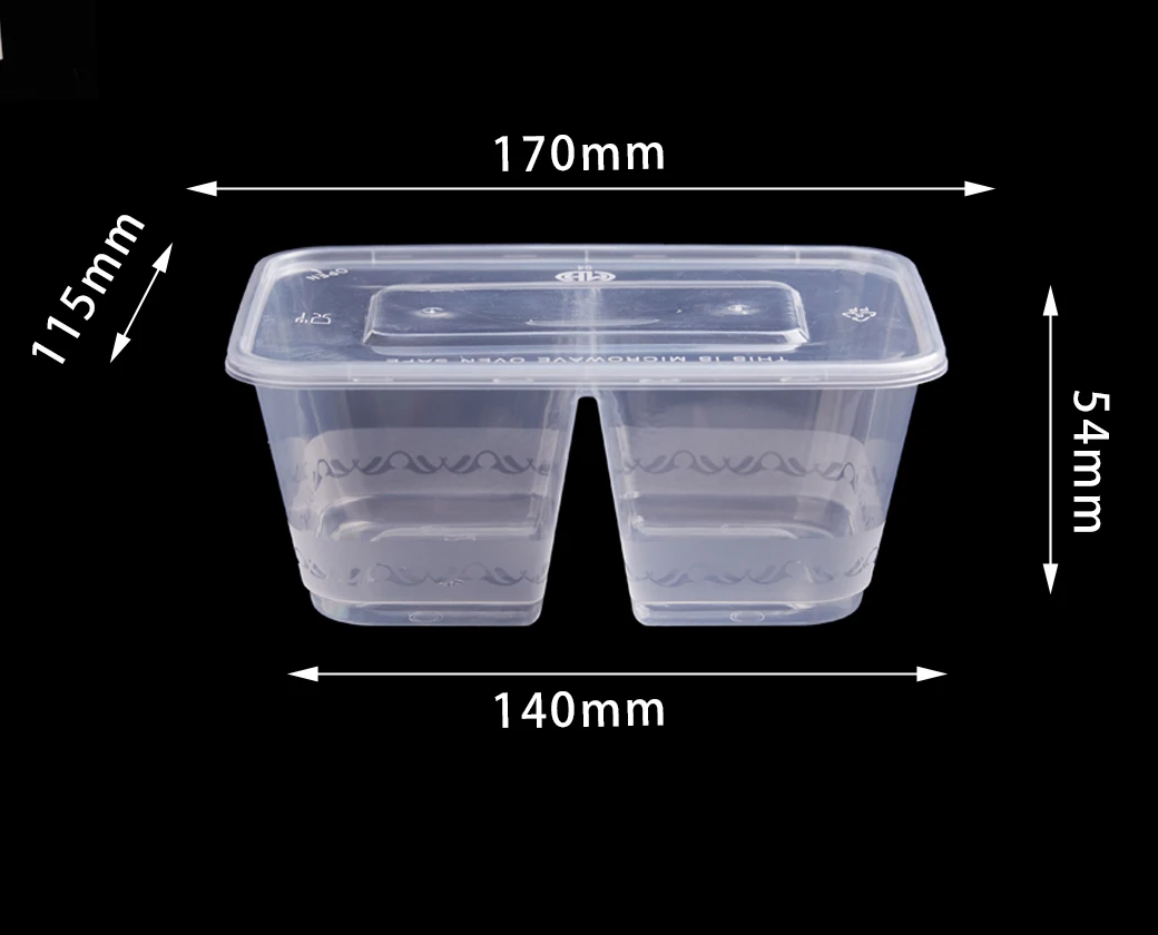 Disposable Injection Molding Two-compartment Square Box Takeaway Box ...