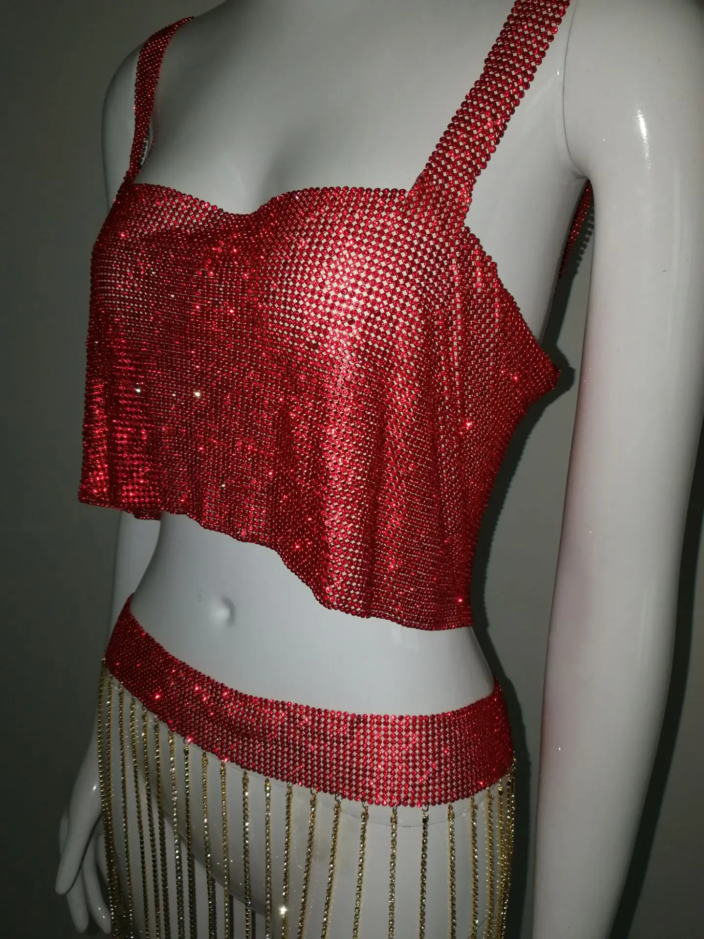 Stock Shinny Crystal Diamond Sparkly Sexy Women Sequins Tank Top Summer ...